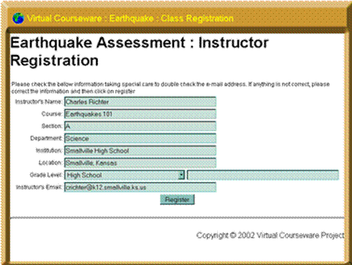 Instructors' Manual for Using Earthquake Assessment